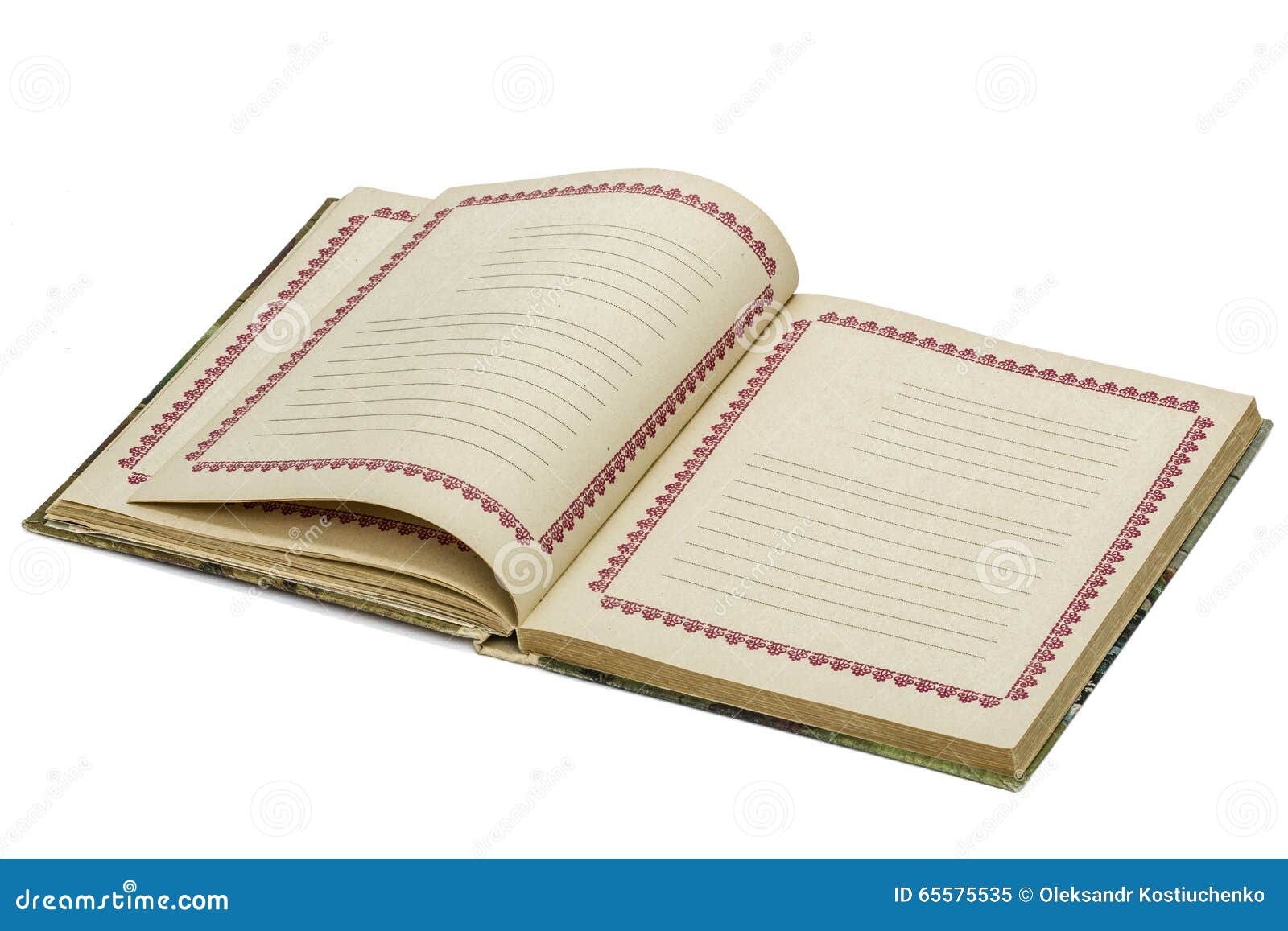 Open Old Notebook, Isolated on White Background Stock Image - Image of ...