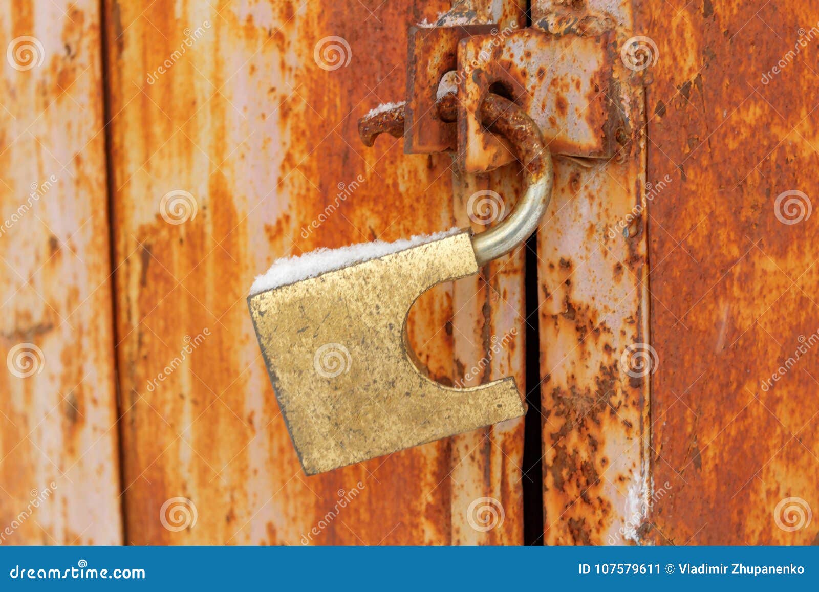 An Open Old Padlock Hanging on Rusty Doors Stock Image - Image of dirty ...