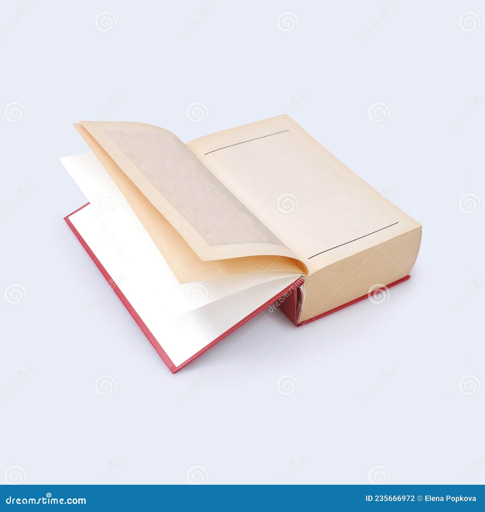 Open Old Red Book Isolated on a White Background Stock Photo - Image of ...