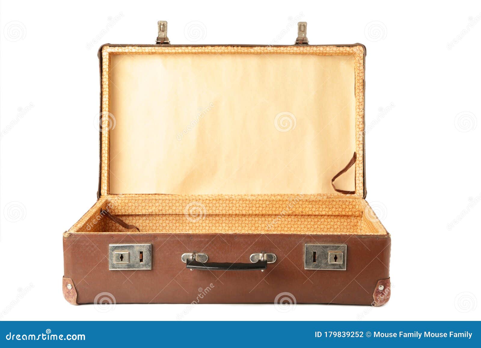 Open Old Suitcase Isolated on White Background Stock Photo - Image of ...