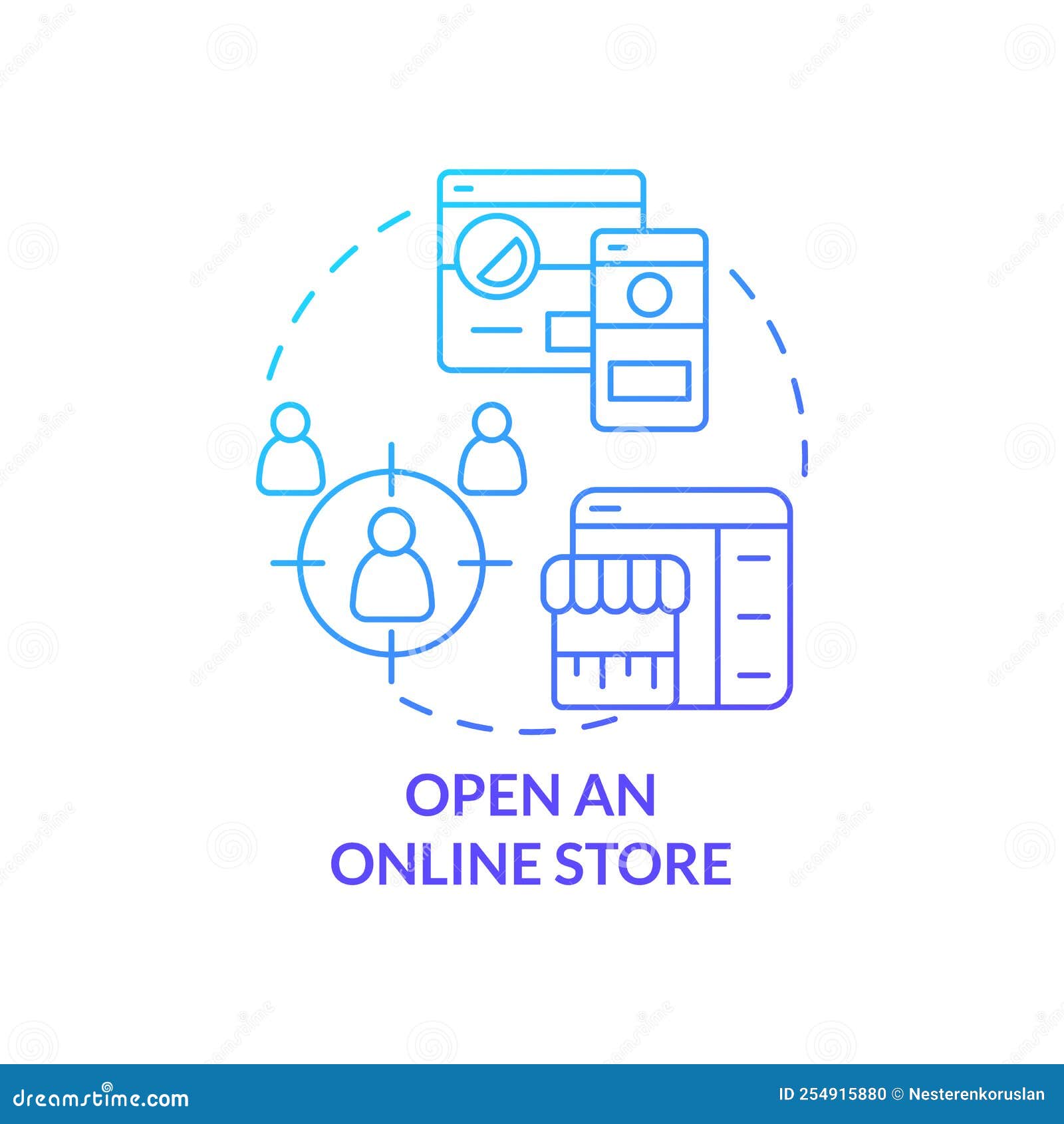 Open Online Store Blue Gradient Concept Icon Stock Vector ...