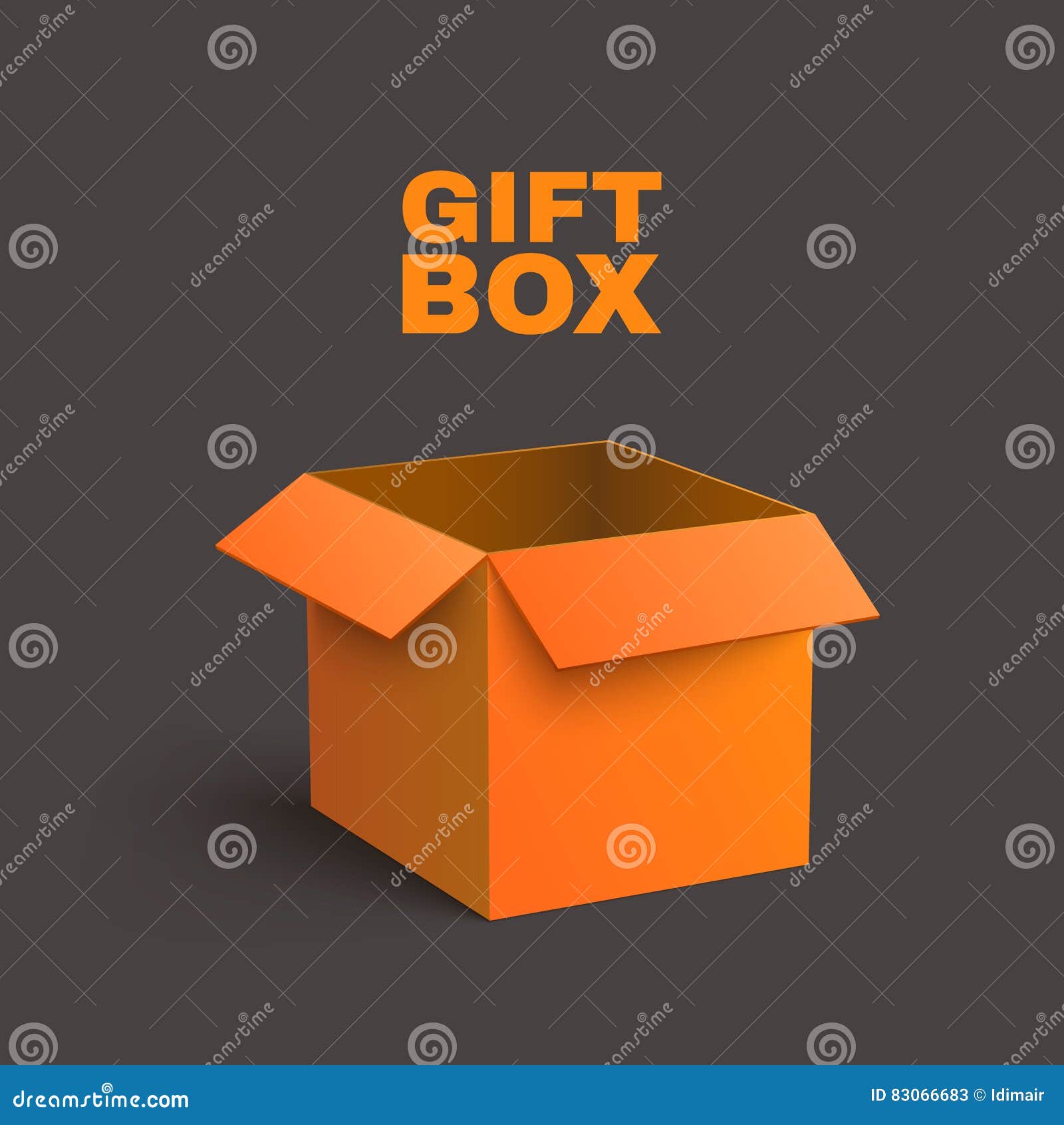 Open Orange Box Isolated on Dark Background Vector Stock Vector ...