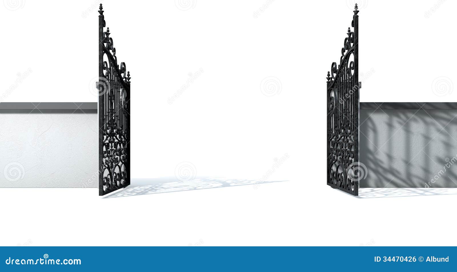 Open Ornate Gates and Wall stock illustration. Illustration of plaster ...
