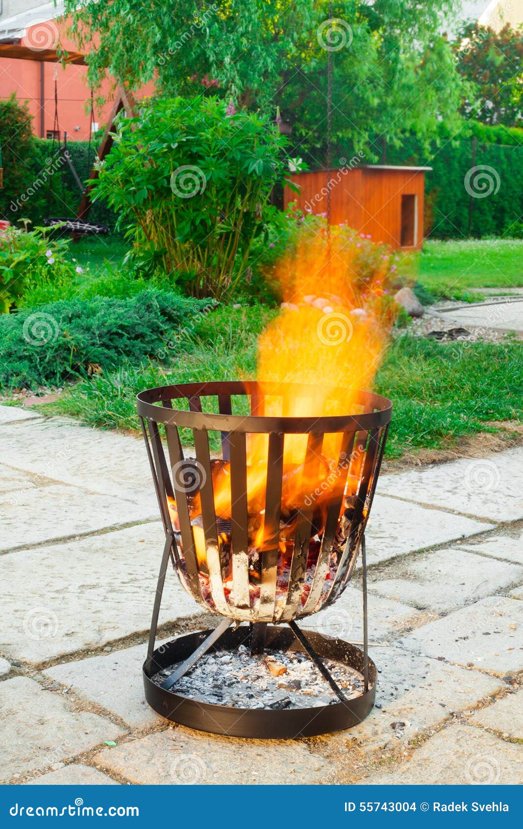 Open, outdoors fireplace. stock photo. Image of night - 55743004