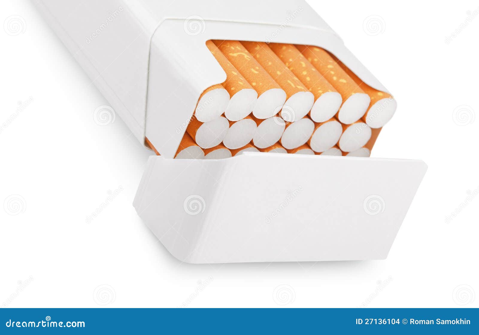 Open Pack of Cigarettes on White Stock Photo - Image of closeup, health ...