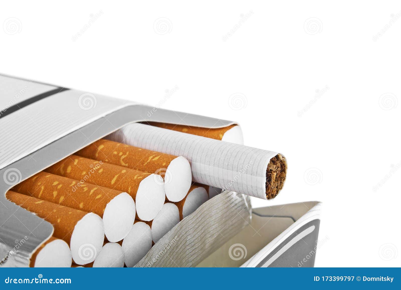 Open Pack of Cigarettes on White Background Stock Image - Image of ...