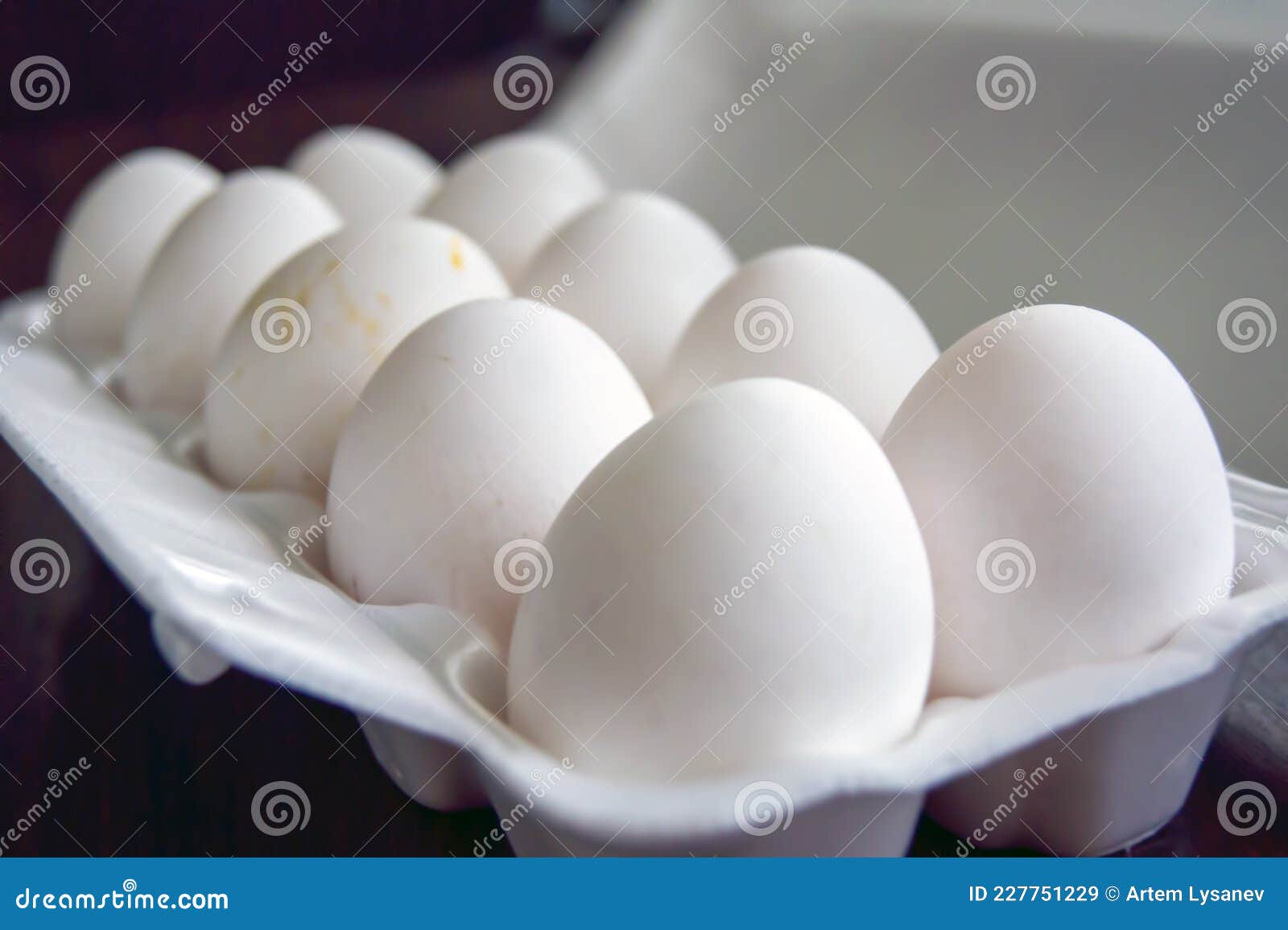 Open Pack with Raw White Chicken Eggs Stock Image - Image of container ...