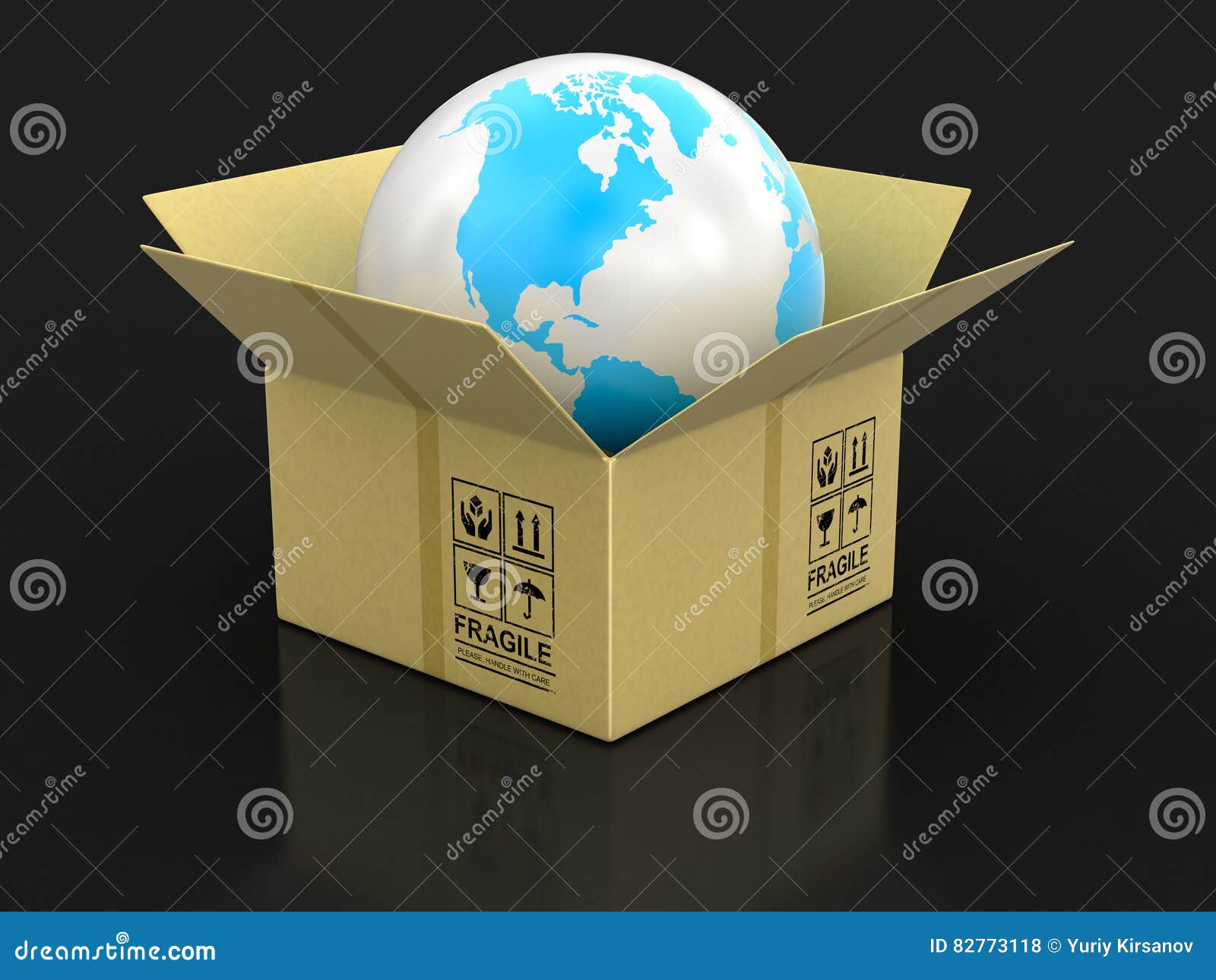 Open package with Globe stock illustration. Illustration of isolated ...