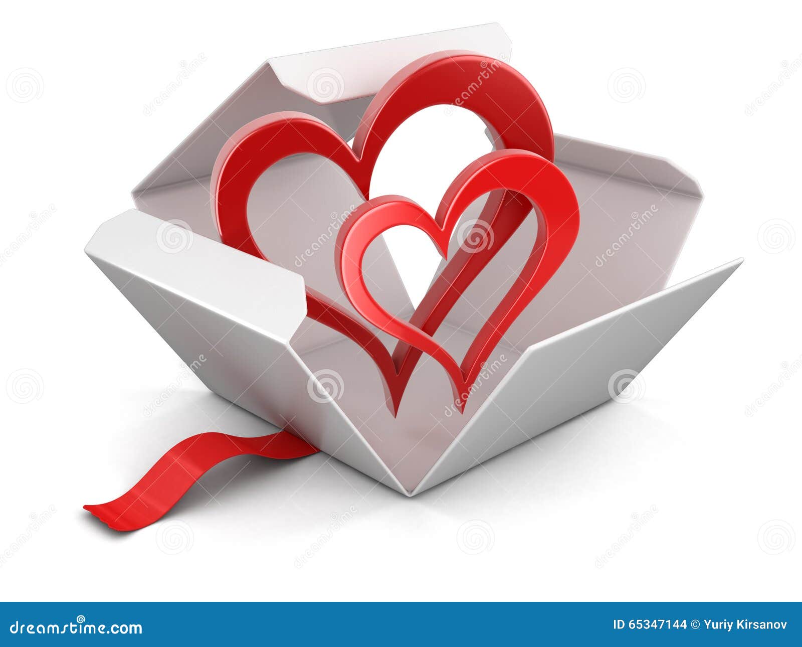 Open package with hearts stock illustration. Illustration of container - 65347144