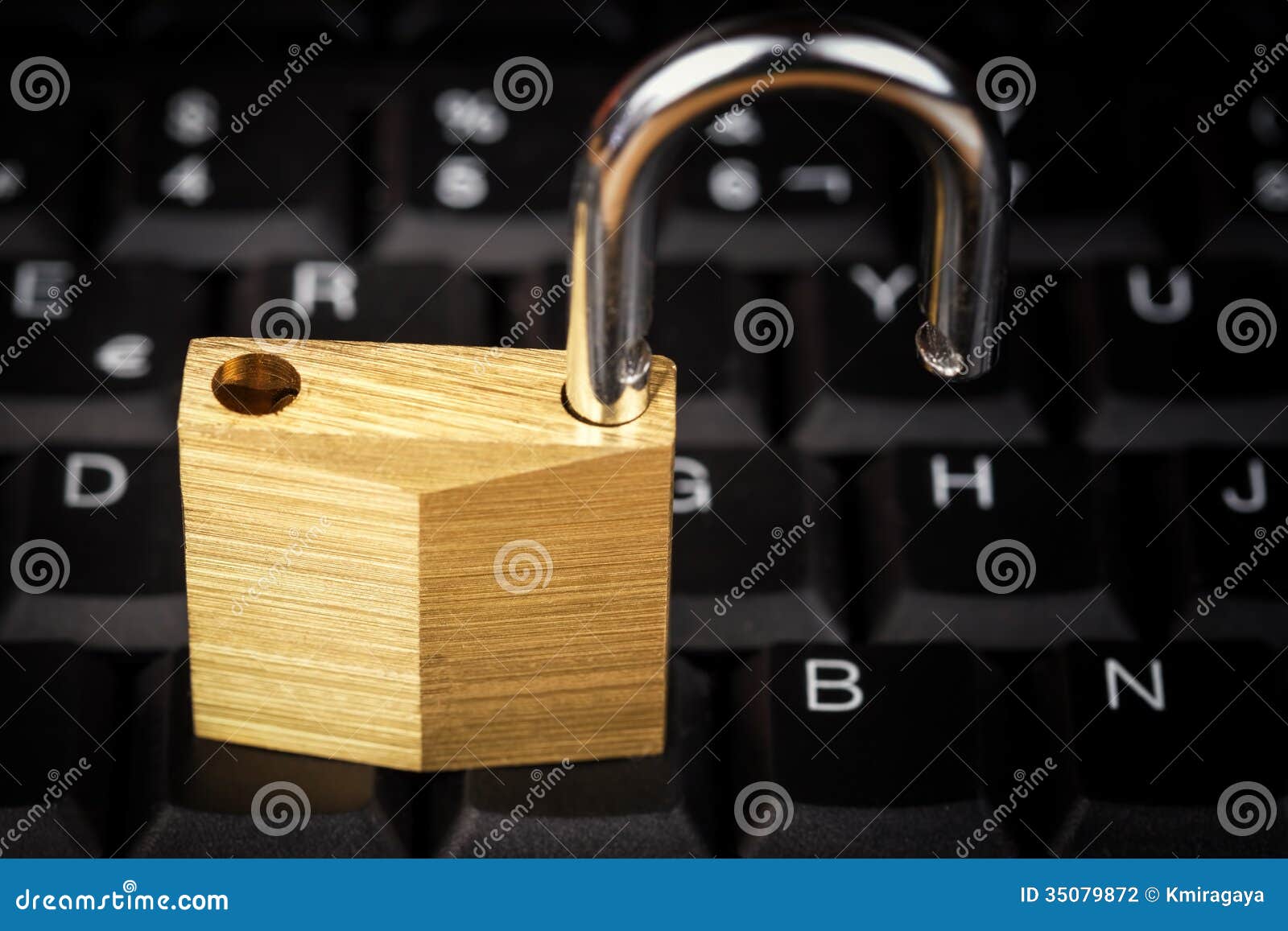 Open Padlock on a Black Computer Keyboard Stock Photo - Image of lock ...
