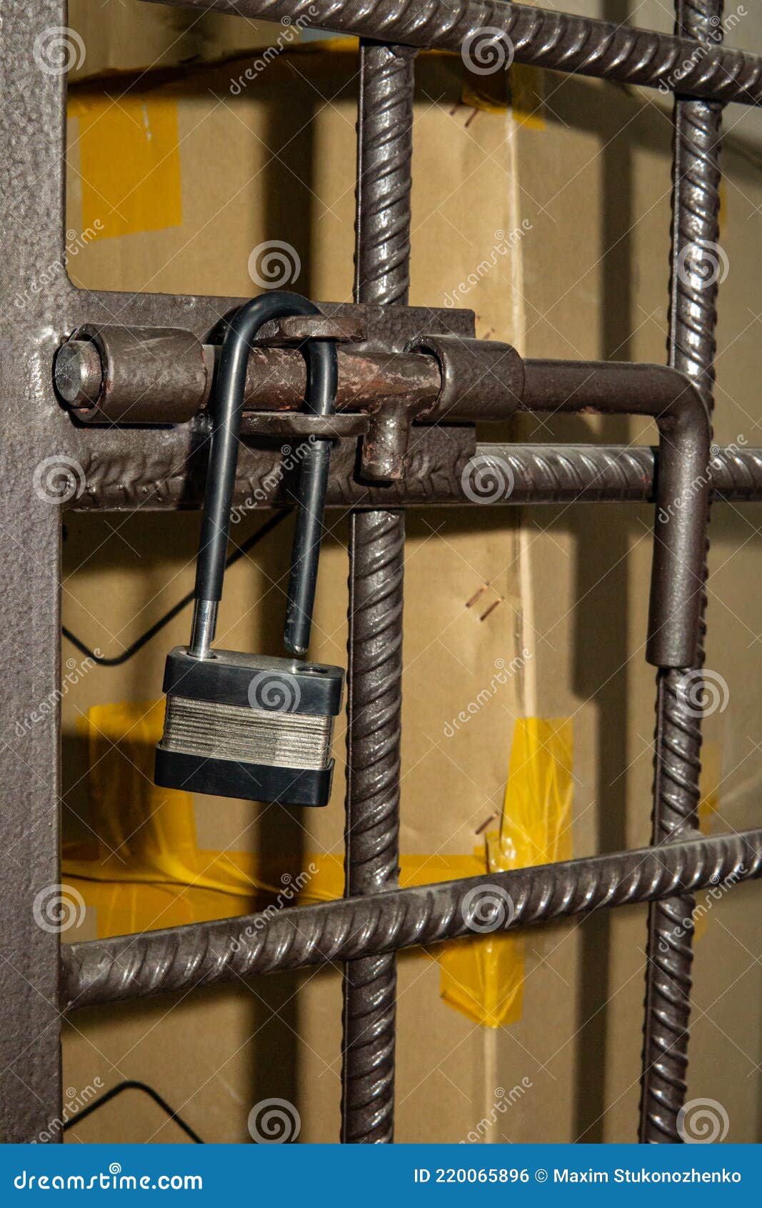 Open padlock on the cage stock photo. Image of safety - 220065896