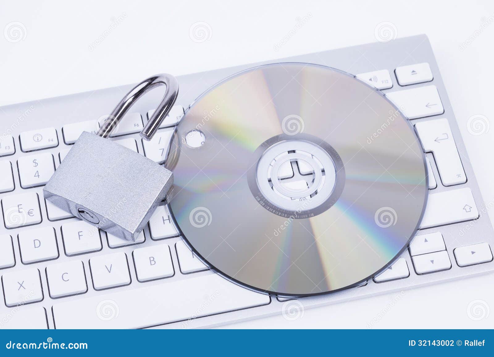 Open Padlock with CD and Keyboard Stock Photo - Image of encryption ...