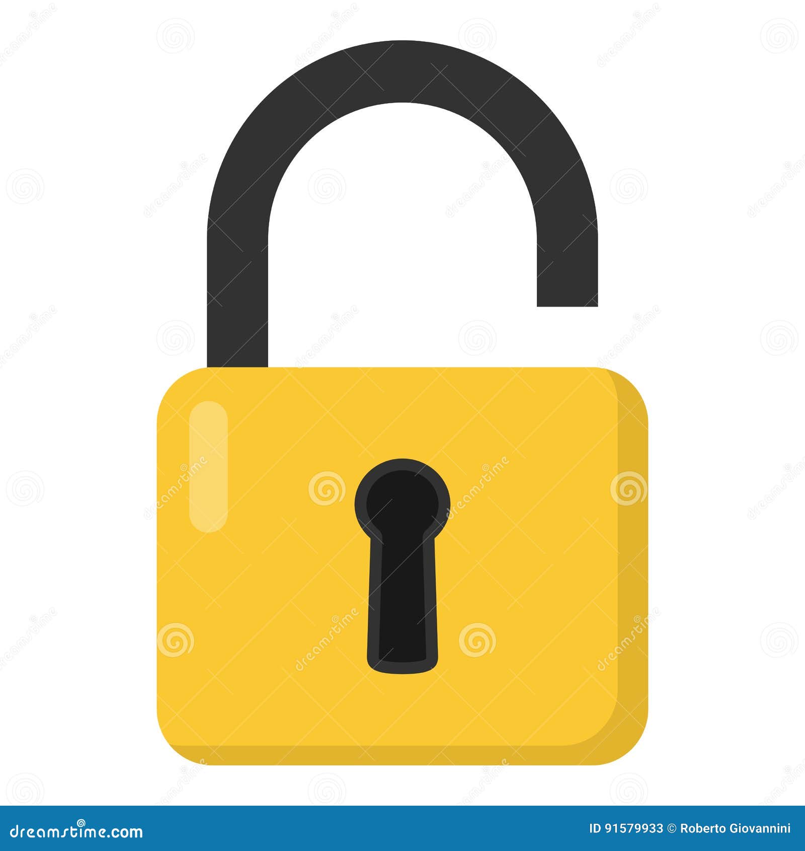 Open Padlock Flat Icon Isolated On White Stock Vector - Illustration of ...