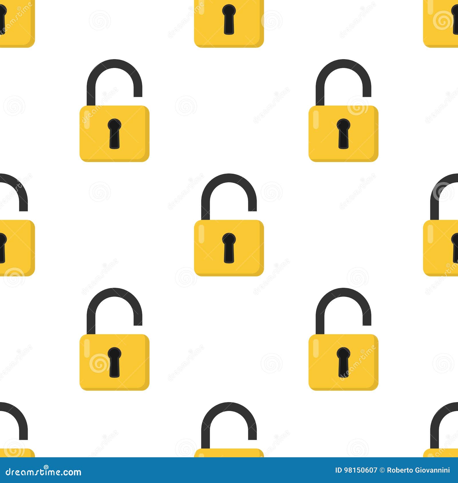 Open Padlock Flat Icon Seamless Pattern Stock Vector - Illustration of ...