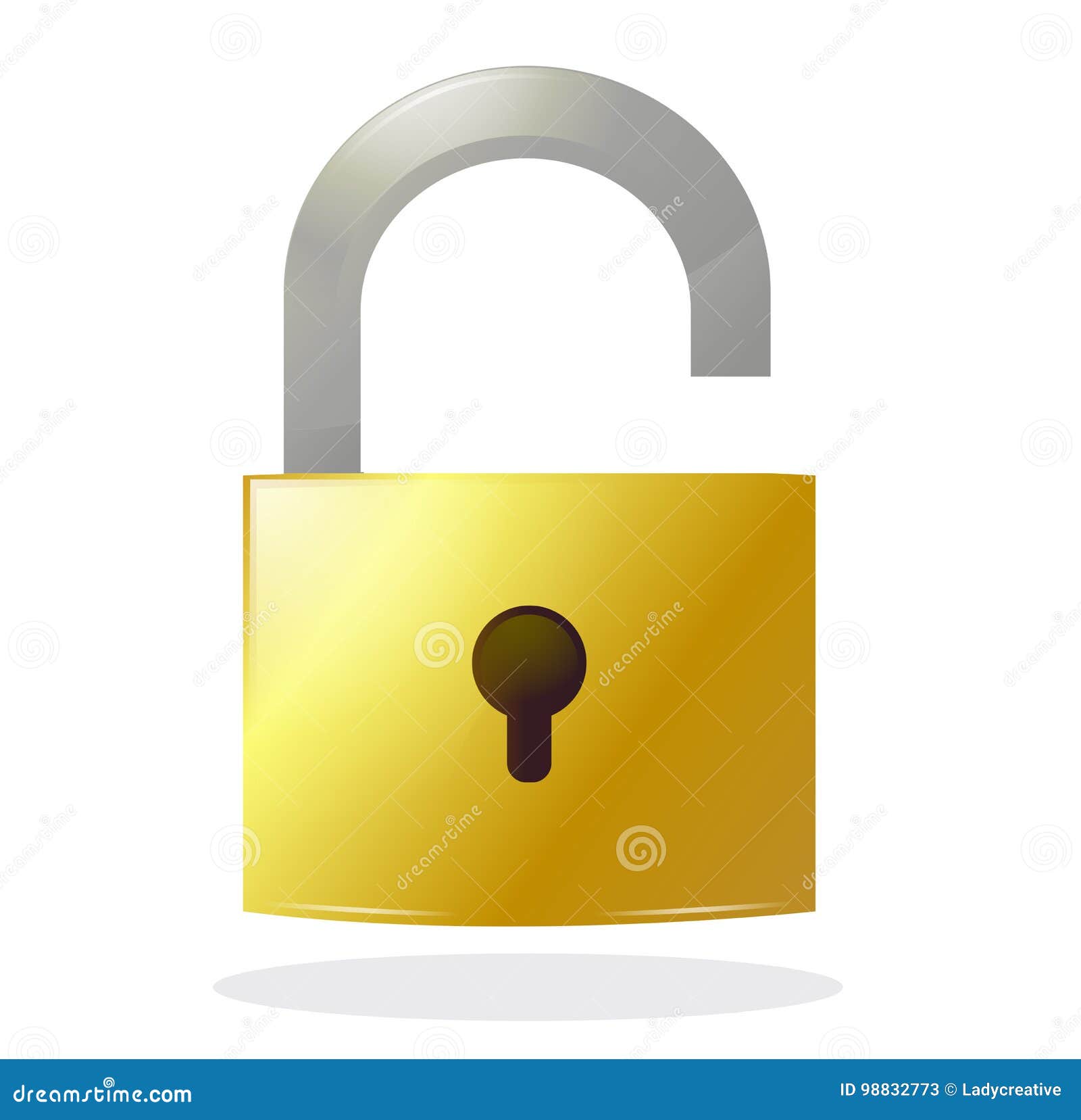 Open padlock stock vector. Illustration of padlock, golden - 98832773