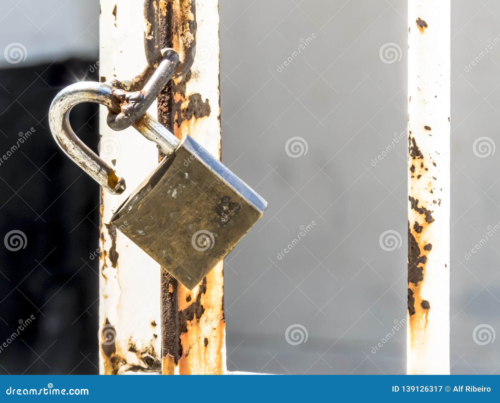 Padlock Hanging on a Rusty Chain Stock Image - Image of padlock, chain ...