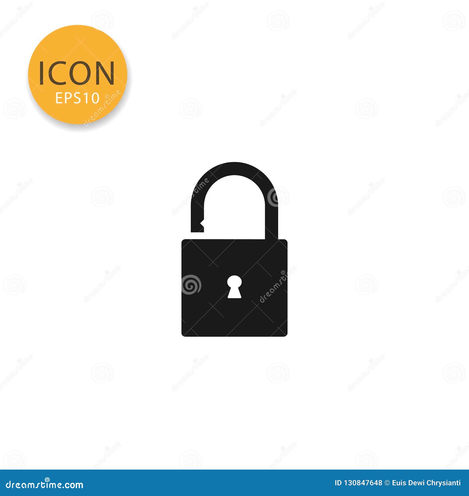 Open Padlock Icon Isolated Flat Style. Stock Vector - Illustration of ...