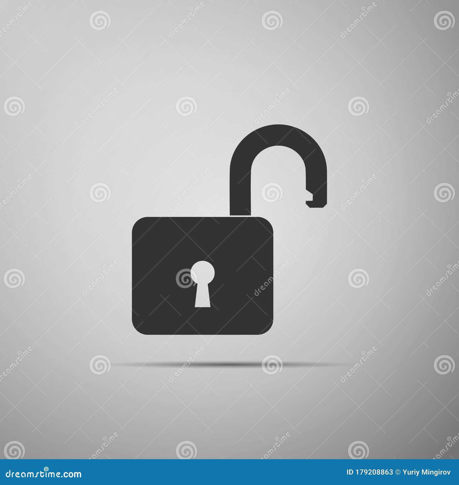 Open Padlock Icon Isolated on Grey Background. Lock Symbol Stock Vector ...