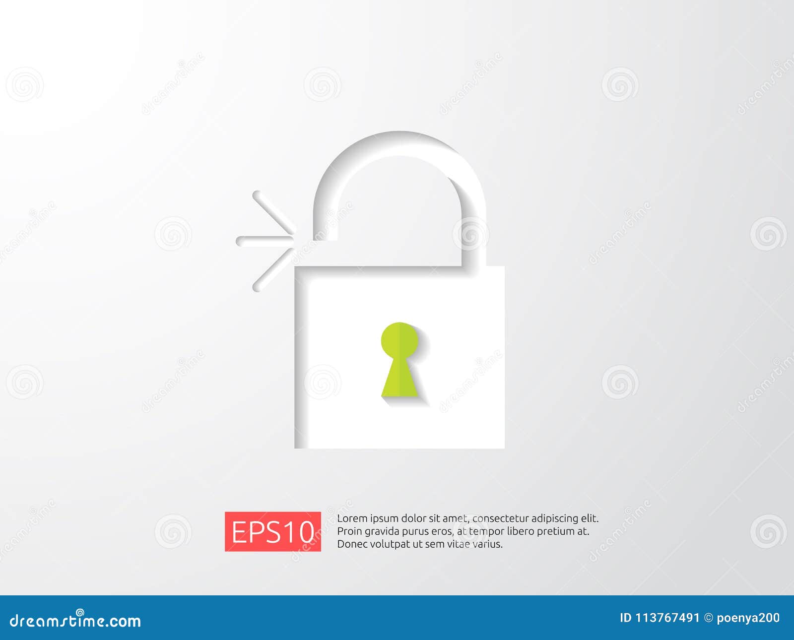 Open Padlock Icon Vector Illustration. Lock Access Warning Alert ...