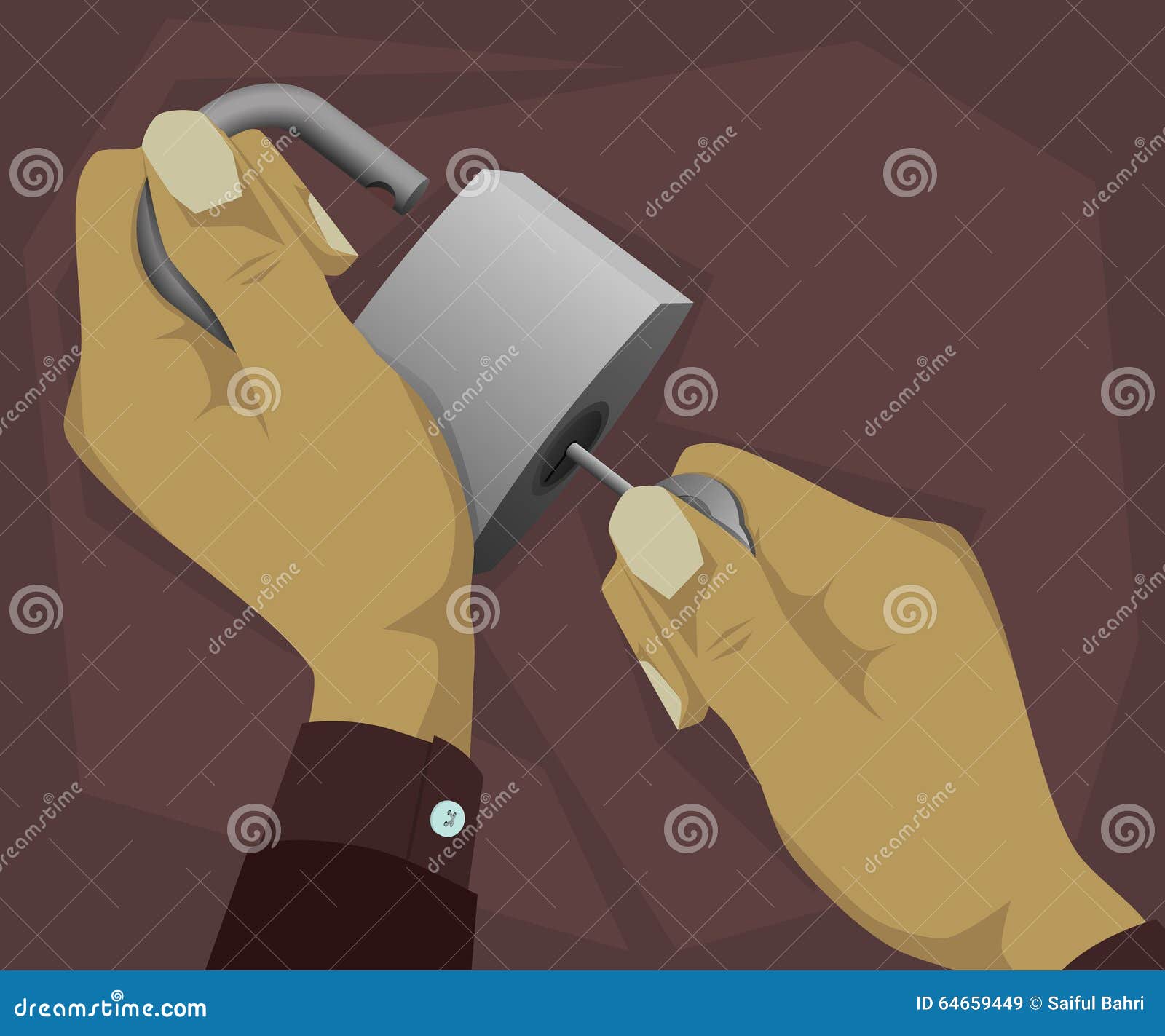 Open padlock with key stock vector. Illustration of insert - 64659449