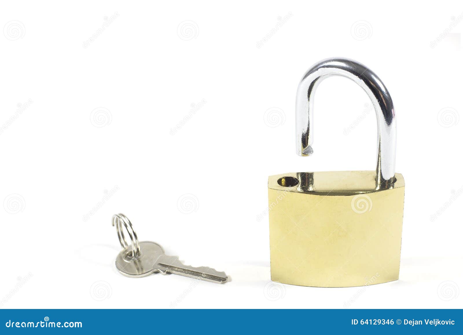 Open Padlock and Key Isolated on White Background Stock Photo - Image ...