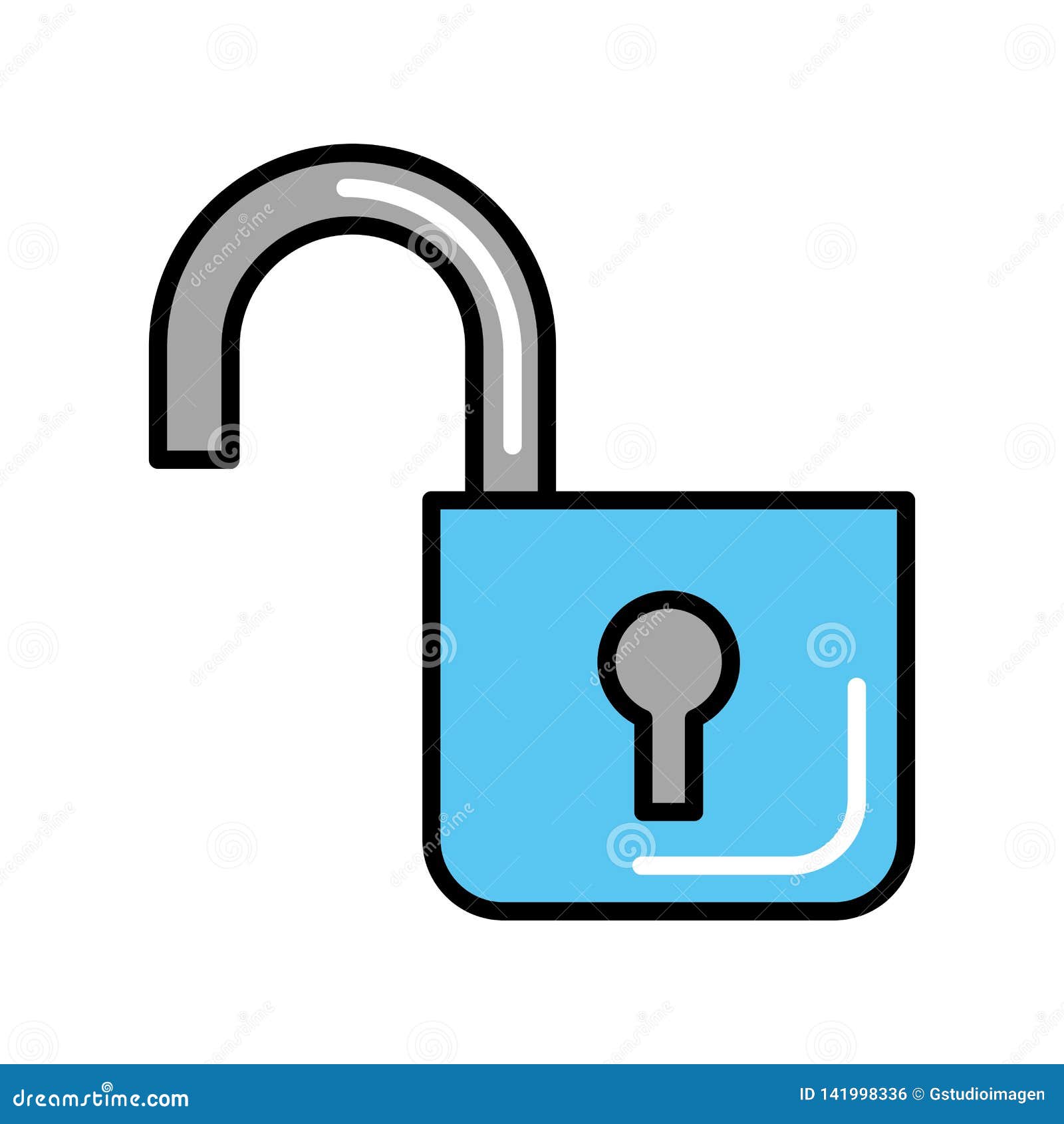 Open Padlock Security Protection Symbol Stock Vector - Illustration of ...