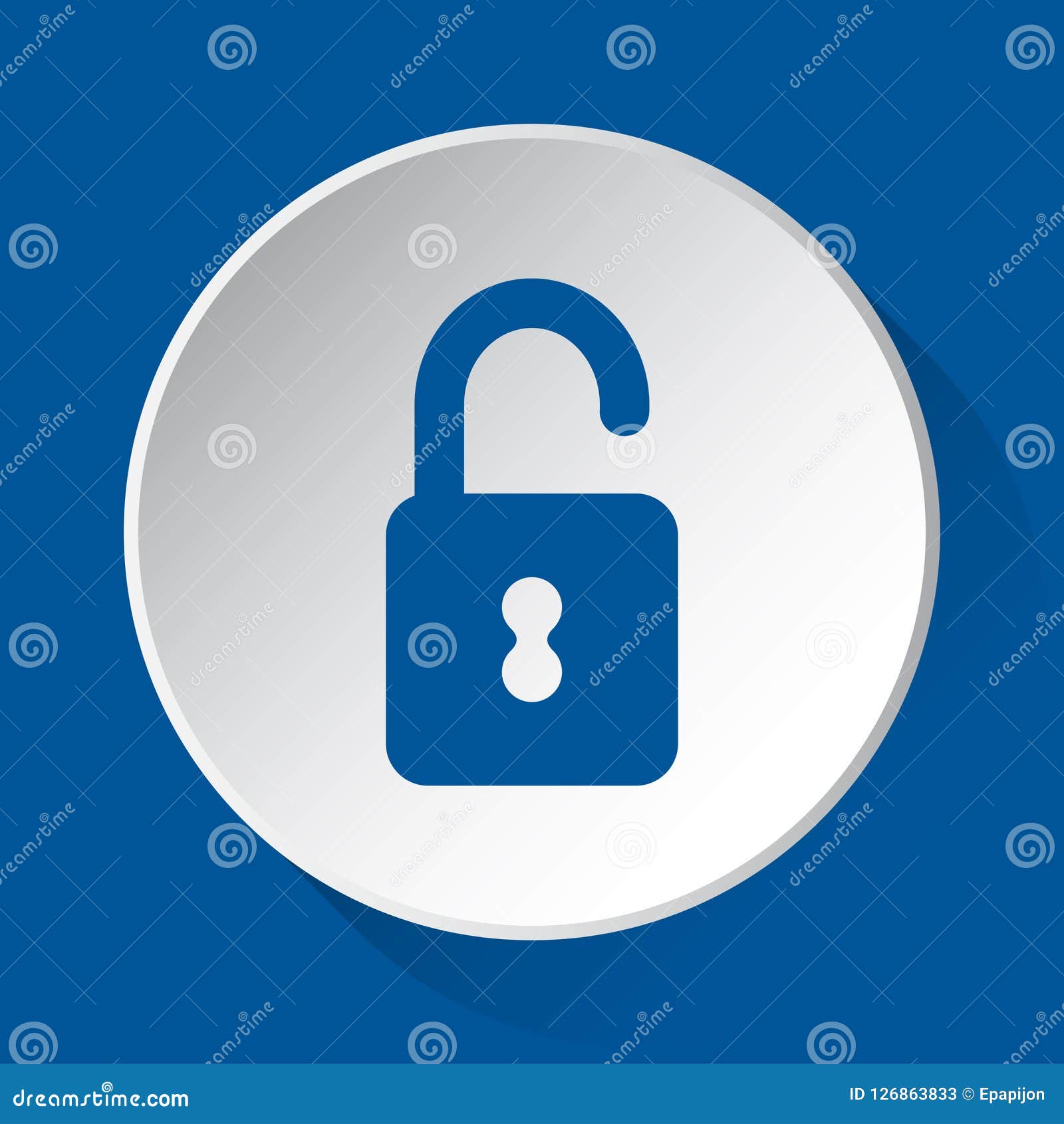 Open Padlock - Simple Blue Icon on White Button Stock Vector ...