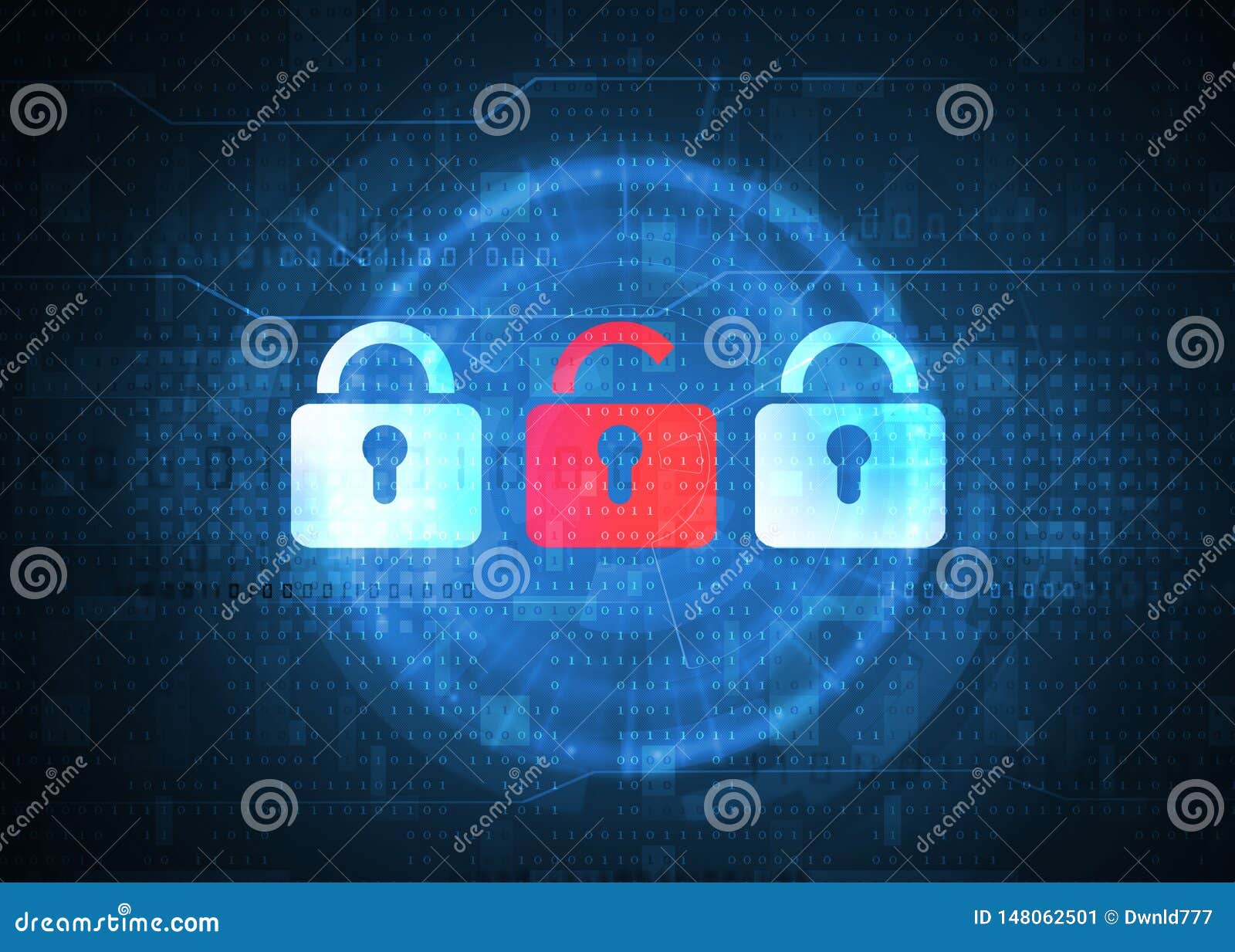 Open Padlock Symbol Over Binary Data Background Stock Image - Image of ...