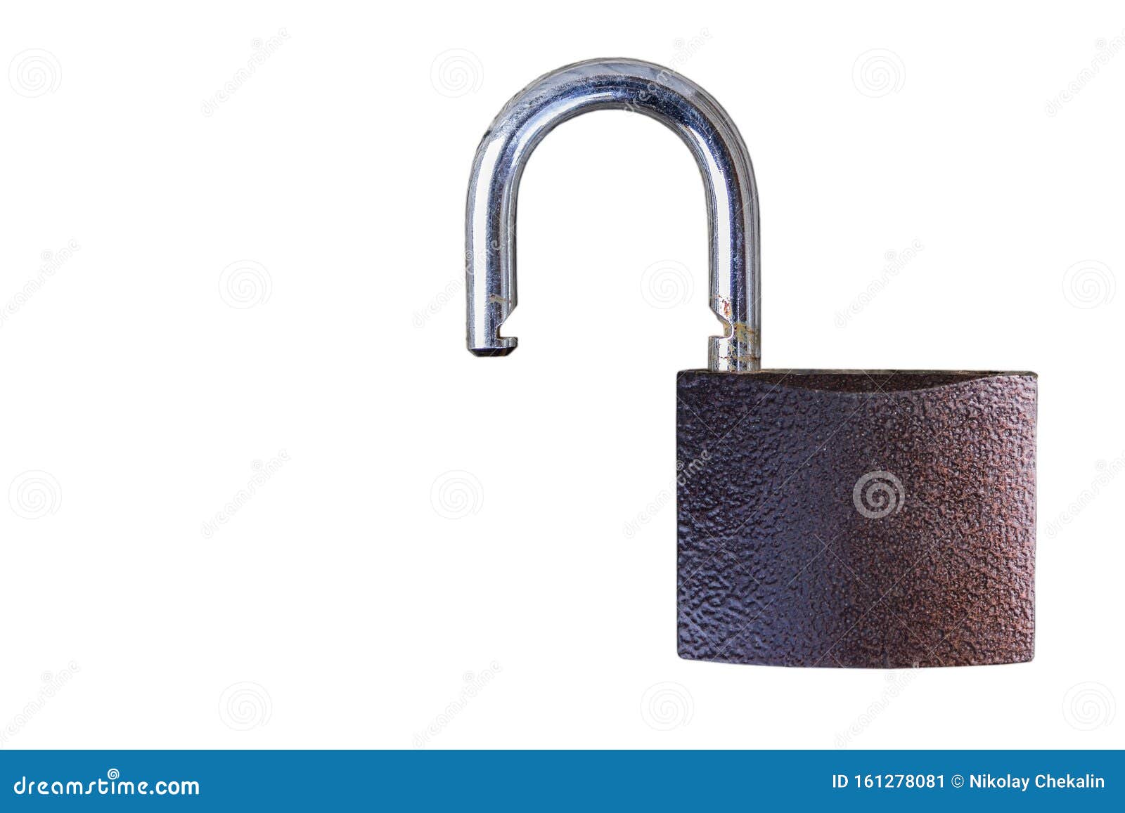Open Padlock on a White Background with Scratches and Rust Stock Image ...