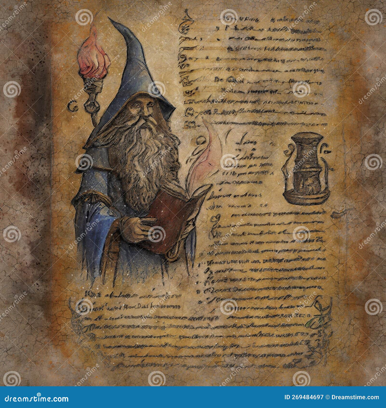 Wizard And Book Vector Illustration | CartoonDealer.com #18397606