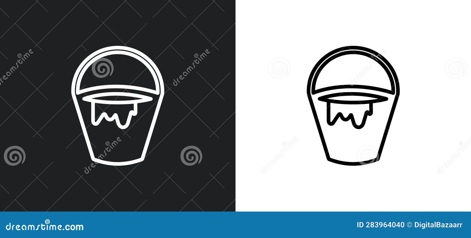 Open Paint Bucket Outline Icon in White and Black Colors. Open Paint ...