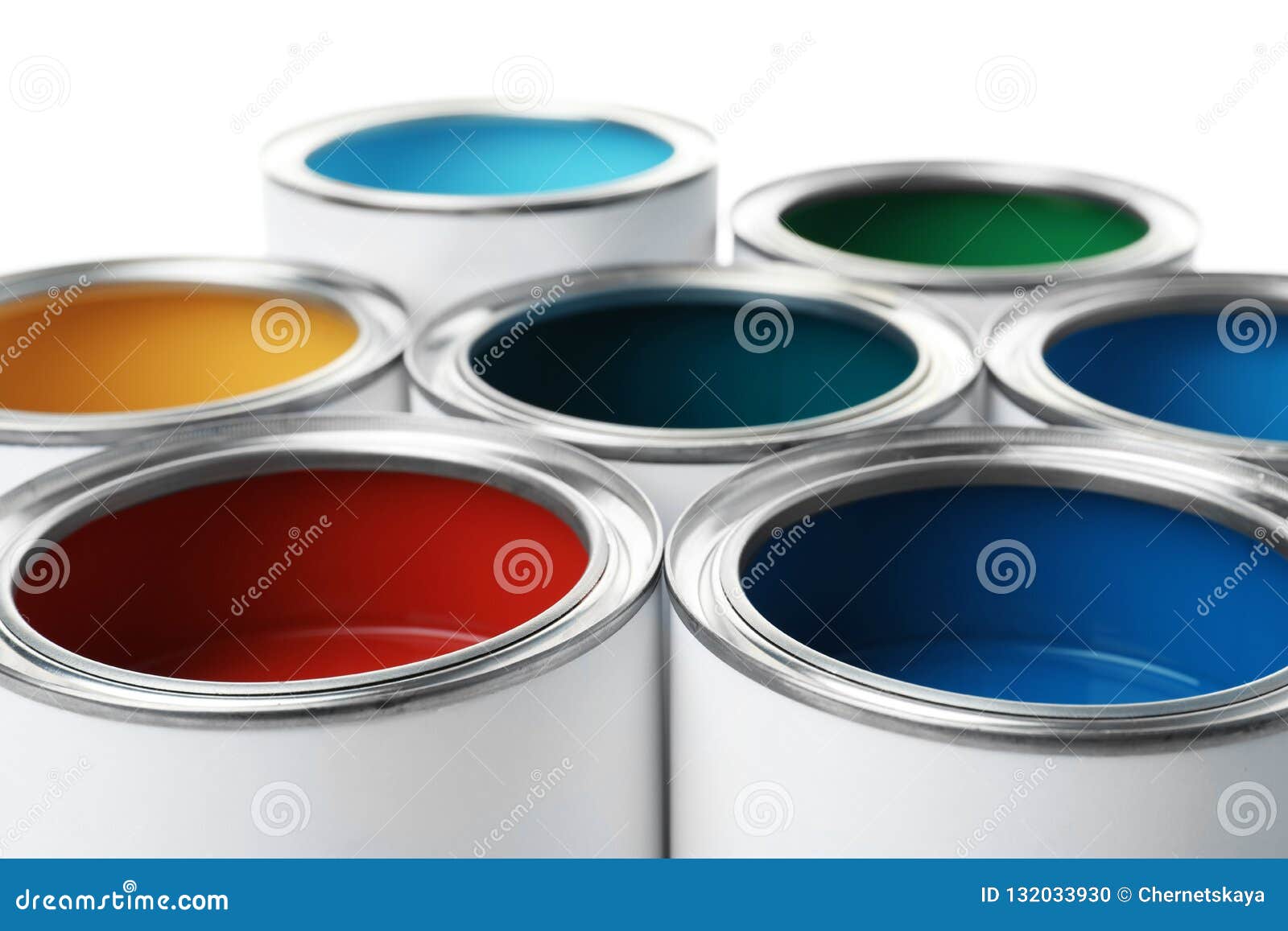 Open Paint Cans, Closeup View Stock Photo - Image of redecoration ...