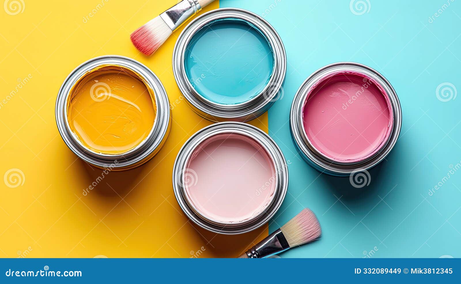 Open Paint Cans Showcase a Vibrant Color Spectrum. Stock Illustration ...