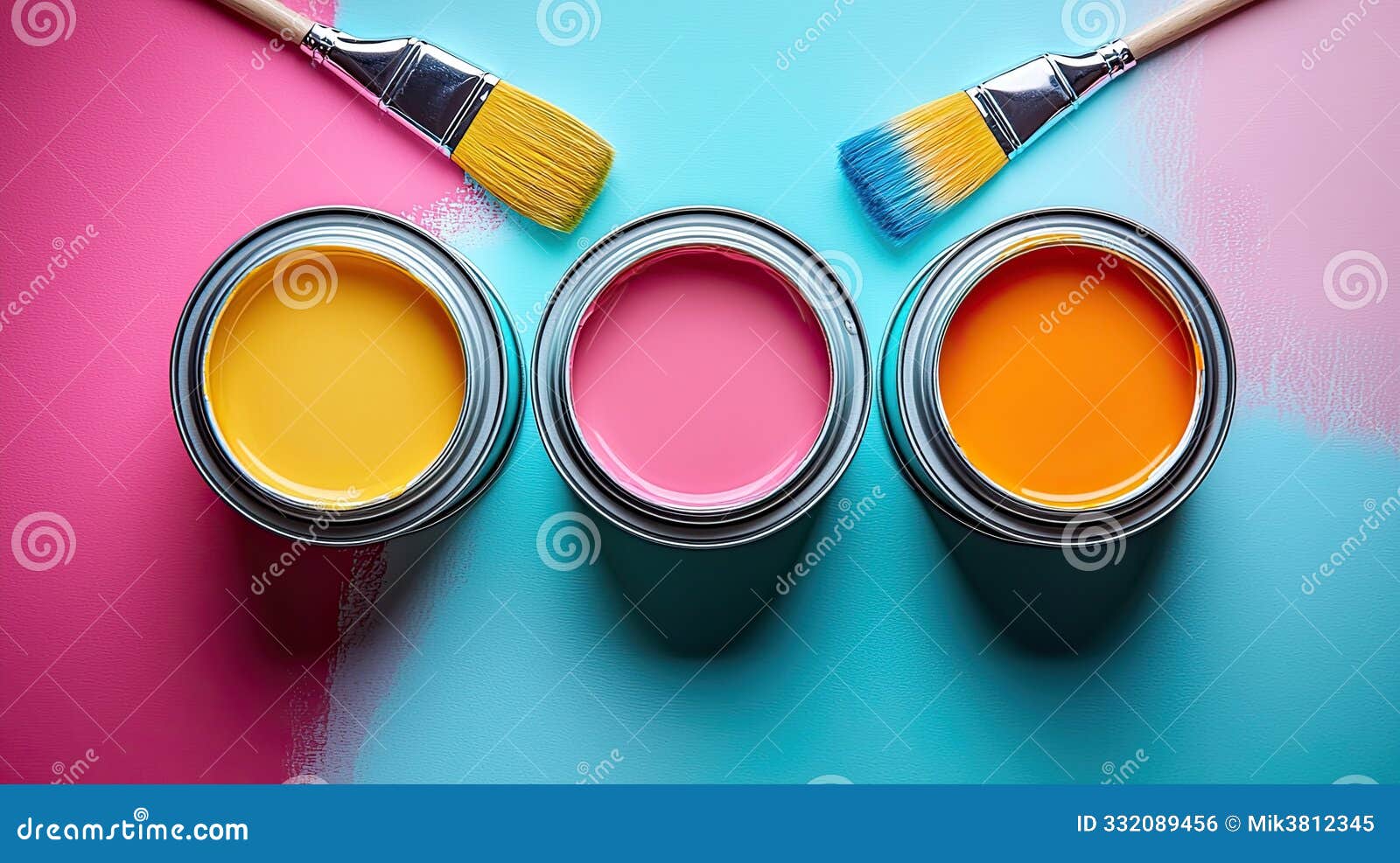 Open Paint Cans Showcase a Vibrant Color Spectrum. Stock Illustration ...