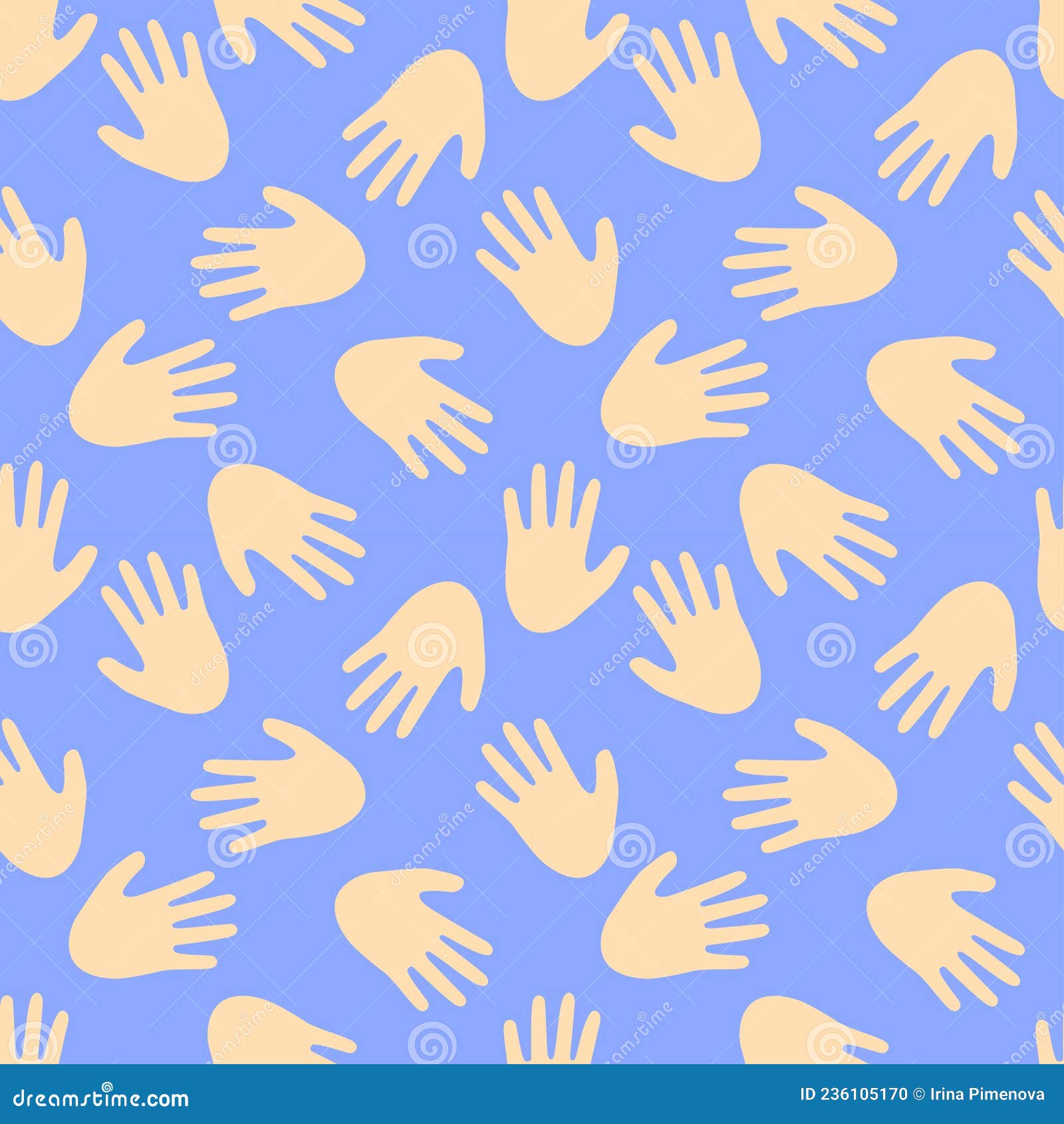 Open Palm on a Blue Background. Seamless Vector Pattern for Design ...