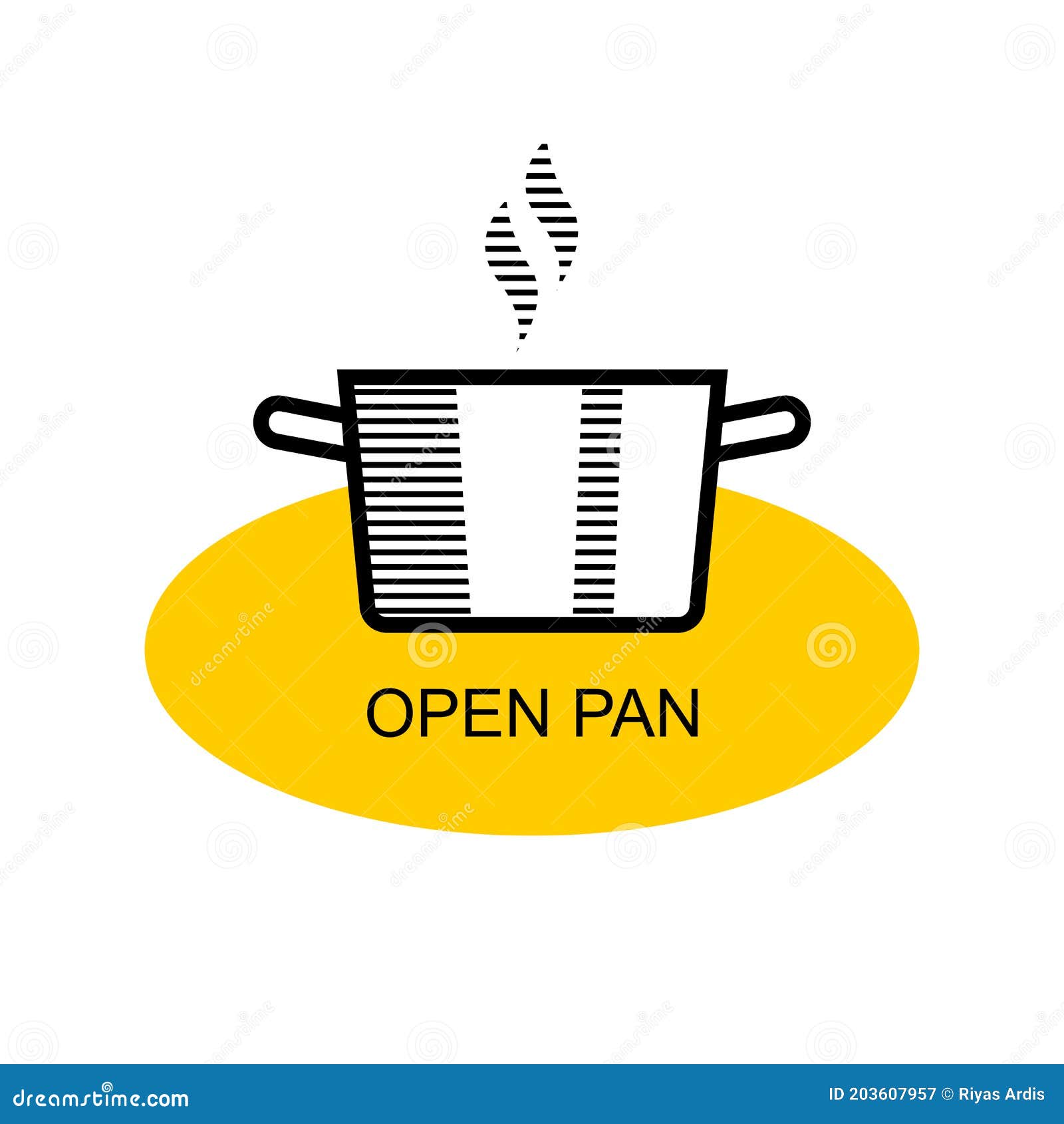 Open Pan for Cooking Outline Vector for Packaging Design Stock Vector ...