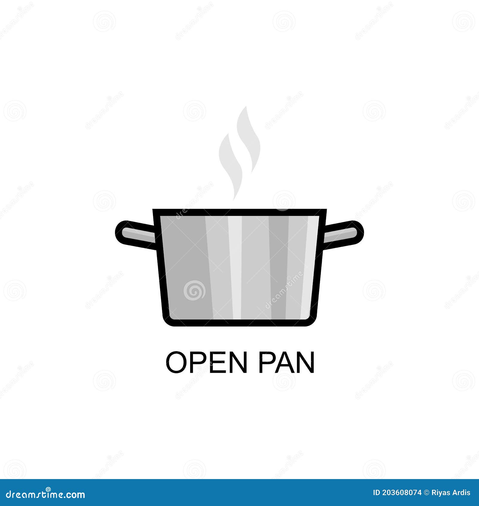 Open Pan for Cooking Outline Vector for Packaging Design Stock Vector ...