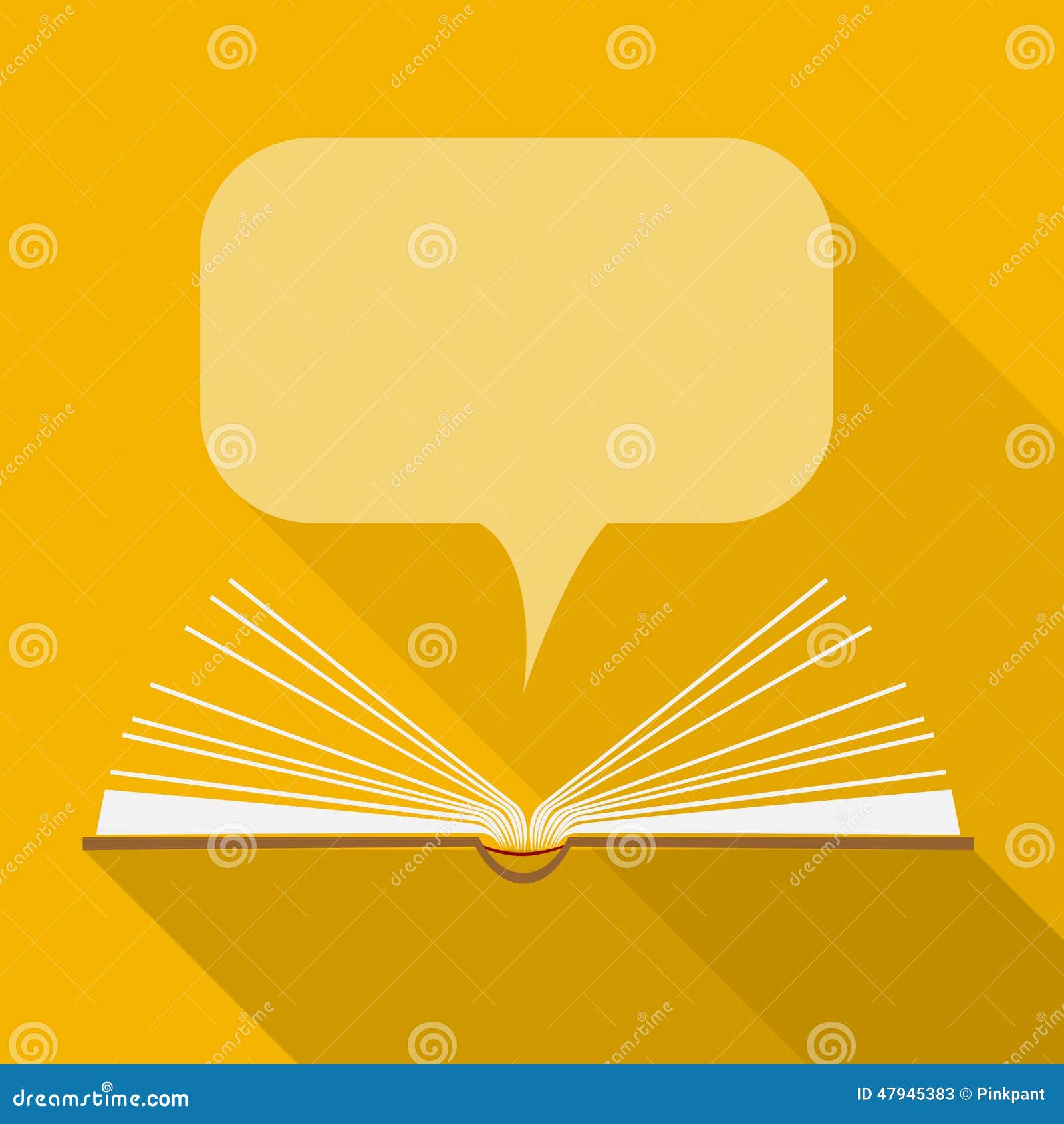 Open Paper Book with Speech Clouds in Flat Design Style Stock ...