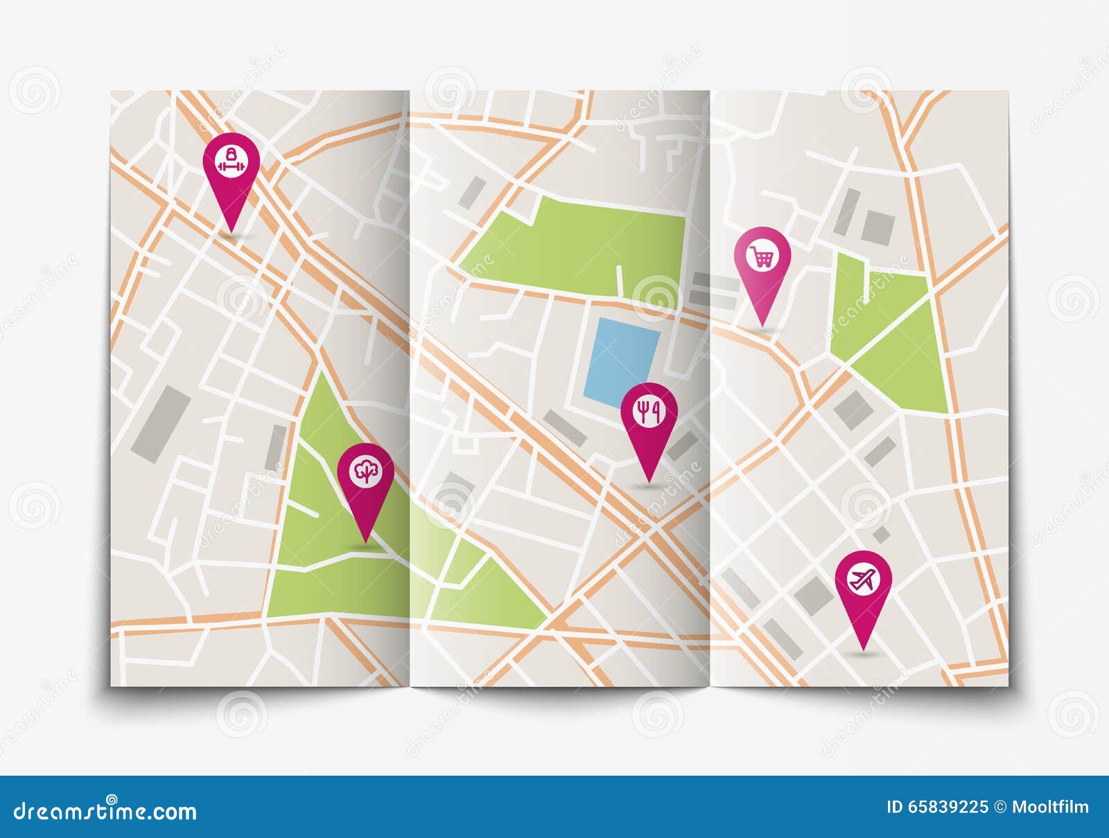 Open paper city map stock vector. Illustration of cartography - 65839225