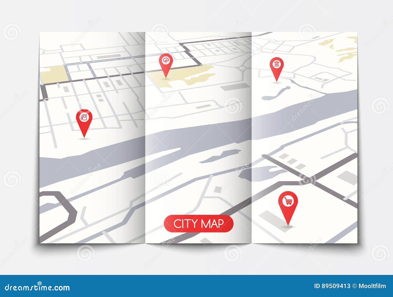 Open paper city map stock vector. Illustration of country - 89509413