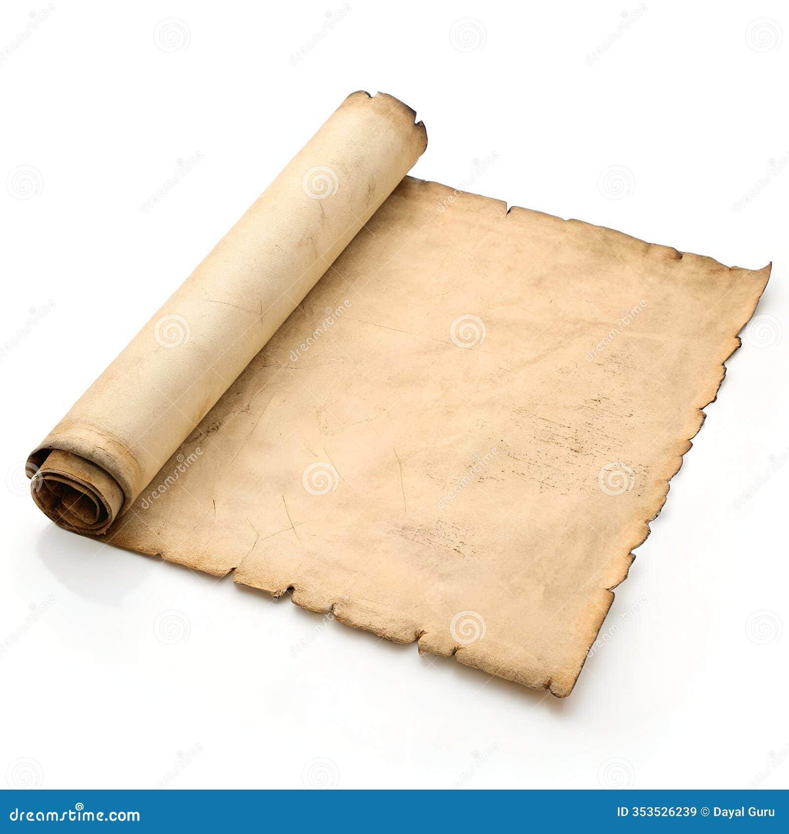 Open Parchment Scroll Realistic on White Background Stock Illustration ...