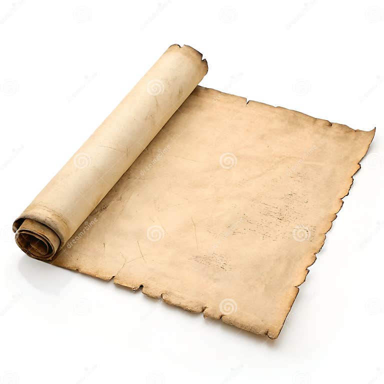 Open Parchment Scroll Realistic on White Background Stock Illustration ...