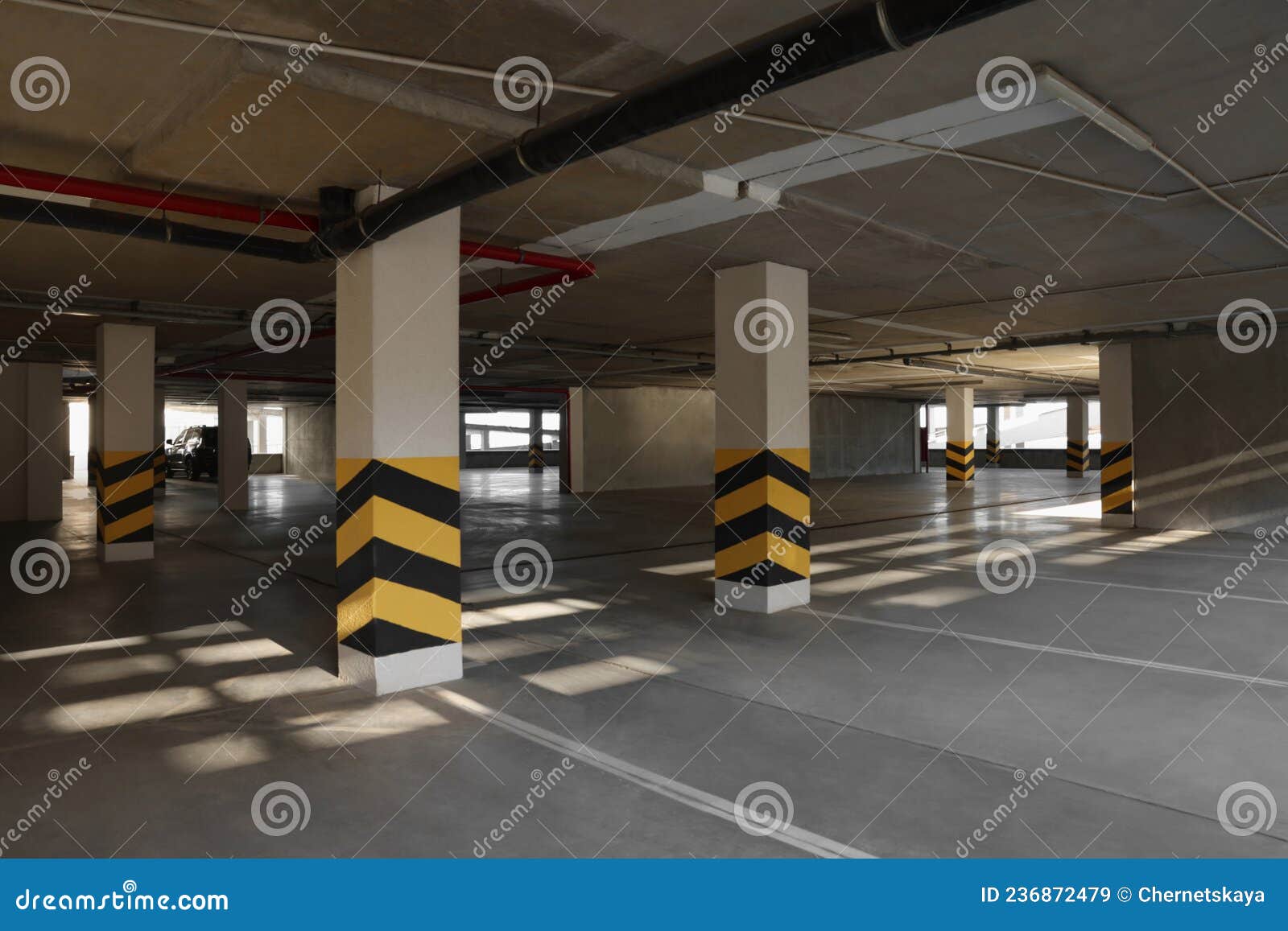 Open Parking Garage with Car on Sunny Day Stock Image - Image of open ...