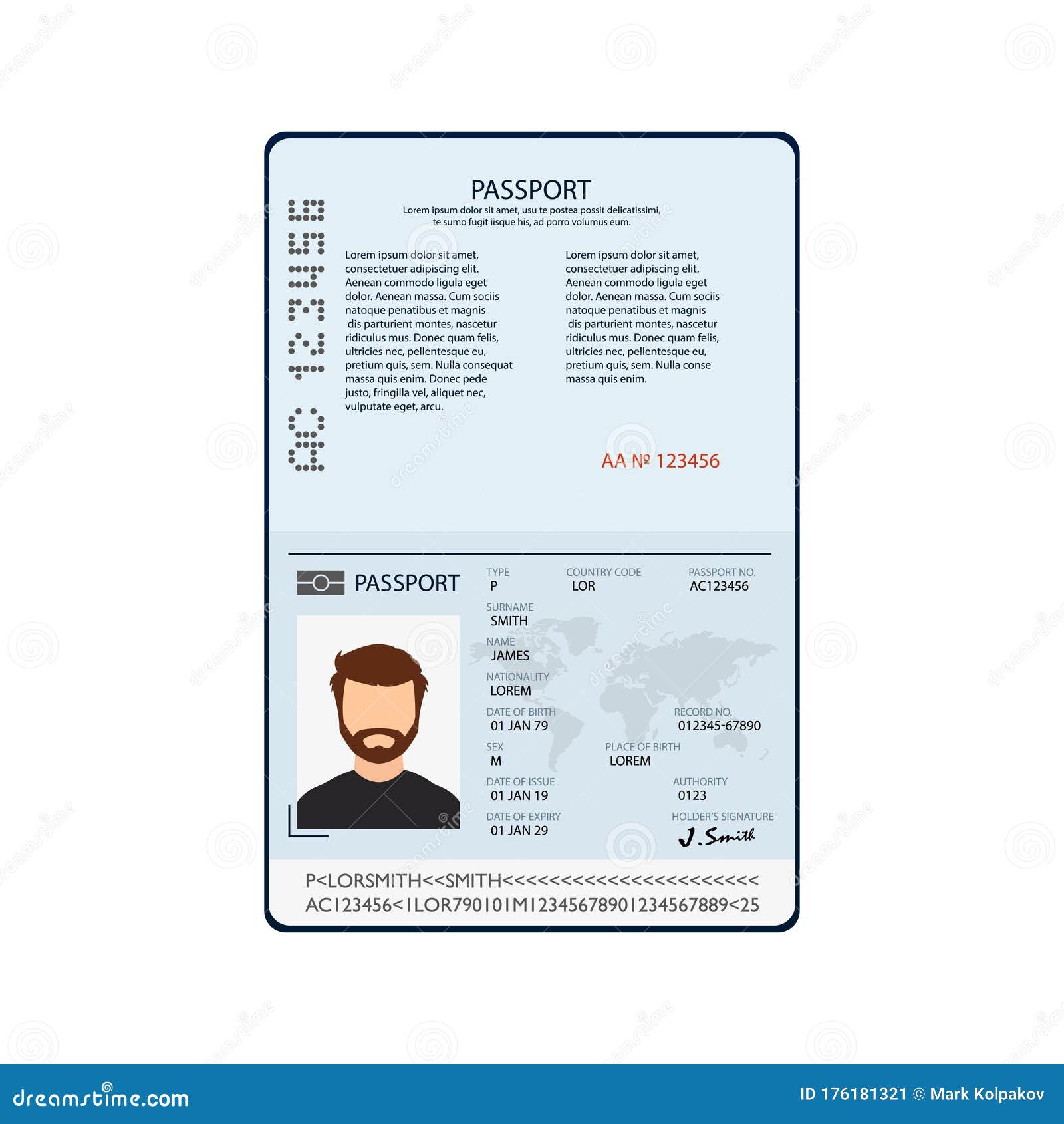 Open Passport Blank Template Vector International. Flat Design Stock ...