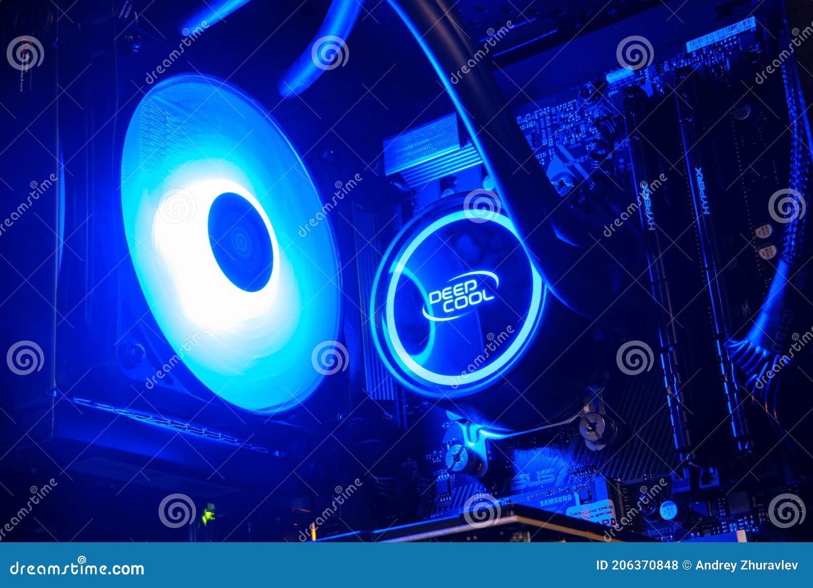 Open Pc System Unit with Ice Blue Light Liquid Cooling - Moscow, Russia ...