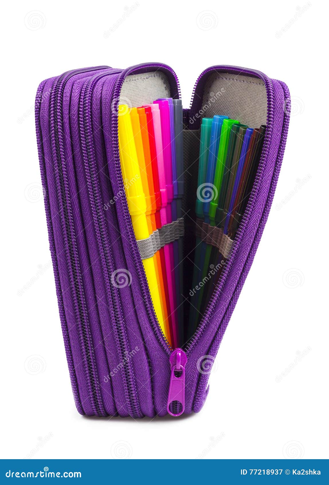 Open Pencil Box with Crayons Isolated Stock Image - Image of pens ...