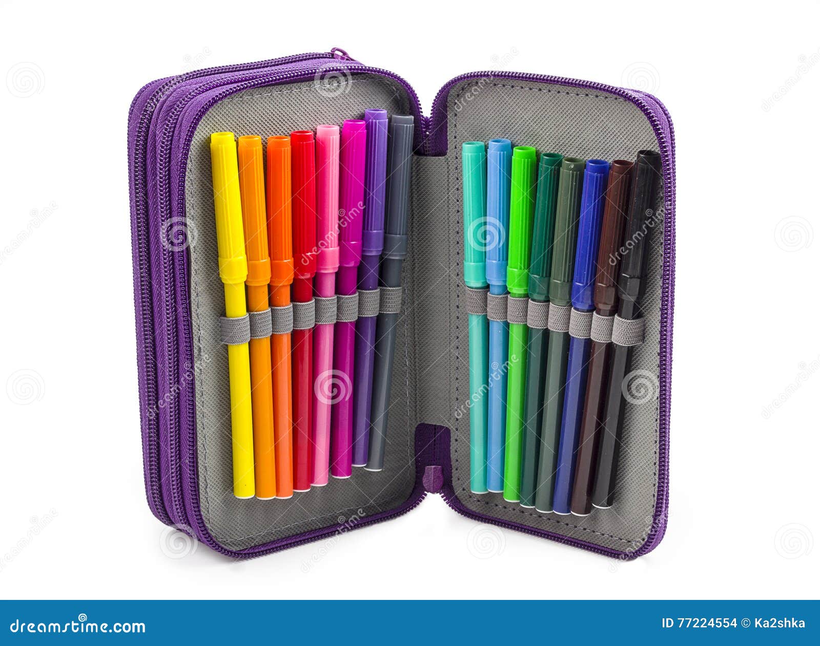 Open Pencil Box with Crayons Isolated Stock Photo - Image of isolated ...