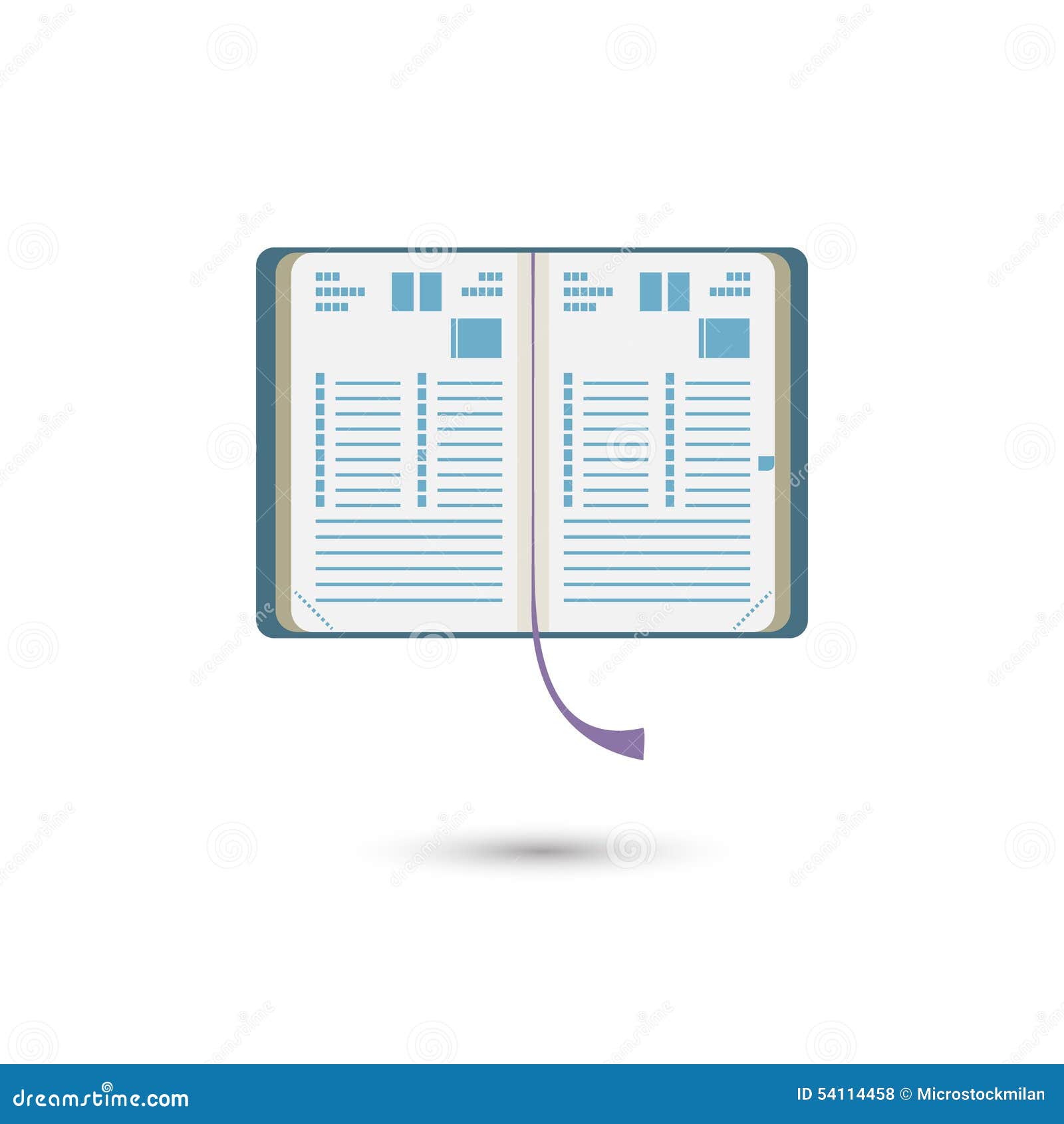 Open Personal Organizer Flat Icon Stock Vector - Illustration of agenda ...