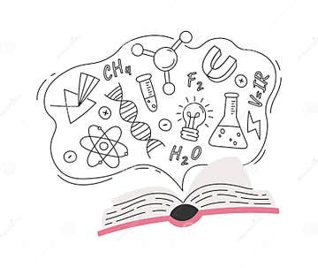 Open Physics Book with Flying Elements Flying Icon Stock Vector ...