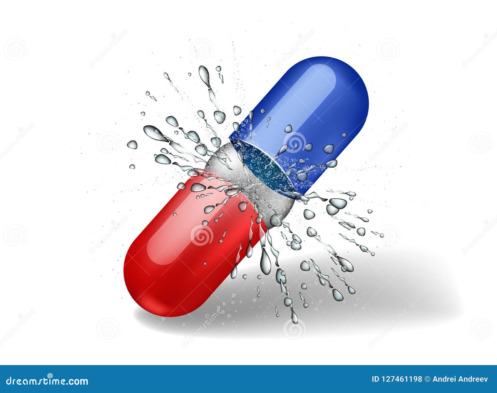 An Open Pill Capsule with an Explosion from the Inside. Stock Vector ...